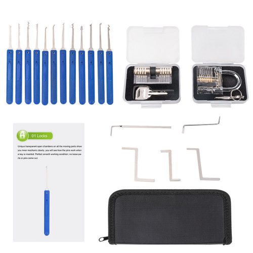 Locksmith Transparent Visible Practice Padlock Lock Training Skill Tool Set (BLACK) – Yoibo